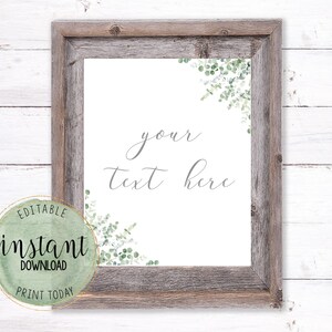 Editable Eucalyptus Custom Sign Personalized Printable Sign - Etsy