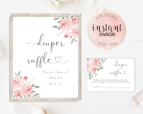 Diaper Raffle Insert and Diaper Raffle Sign Invitation | Etsy