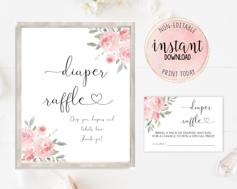 Diaper Raffle Insert and Diaper Raffle Sign Invitation | Etsy