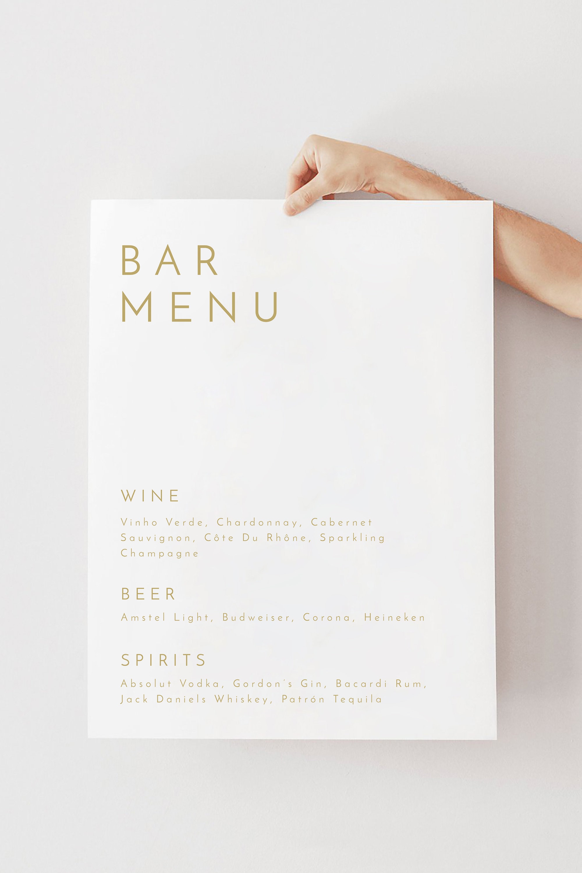 Minimalist Wedding Bar Menu Template Modern Bar Menu Wedding | Etsy