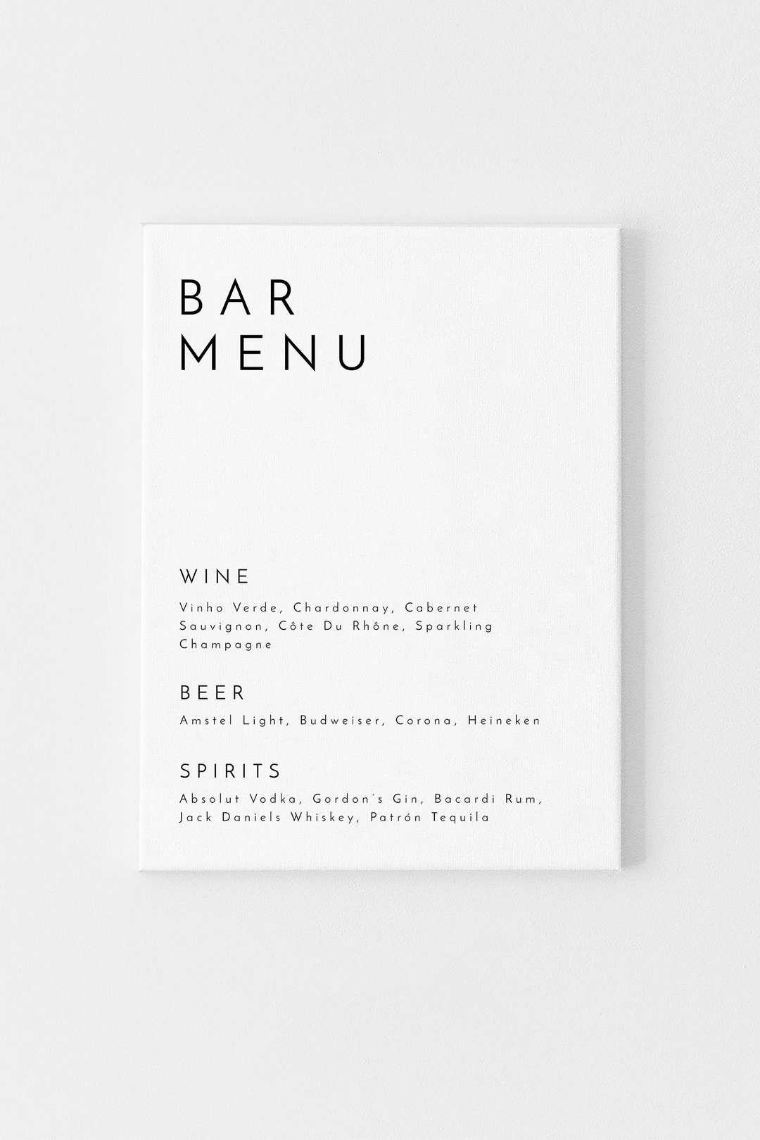 Minimalist Wedding Bar Menu Template Modern Bar Menu Wedding - Etsy