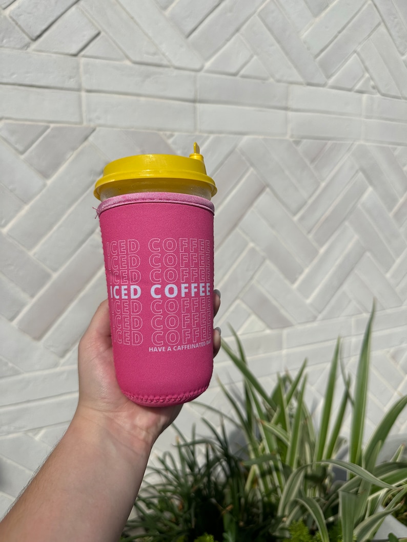 Pink Iced Coffee Coozie | Iced Coffee Sleeve | Coffee Sleeve | Iced ...