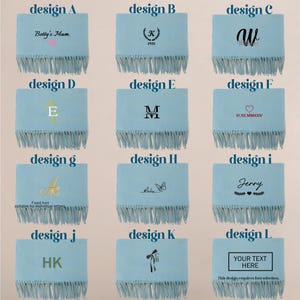 Women Scarf Personalised Custom Name Embroidered Initial Scarf Wedding ...