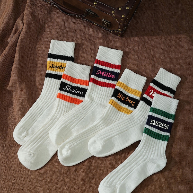 Custom Name Socks Unisex Socks Embroidered Name on Soft Cotton Crew ...