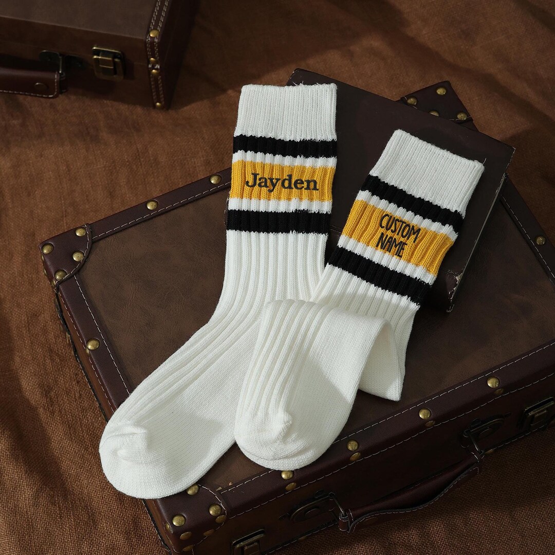 Custom Name Socks Unisex Socks Embroidered Name on Soft Cotton Crew ...