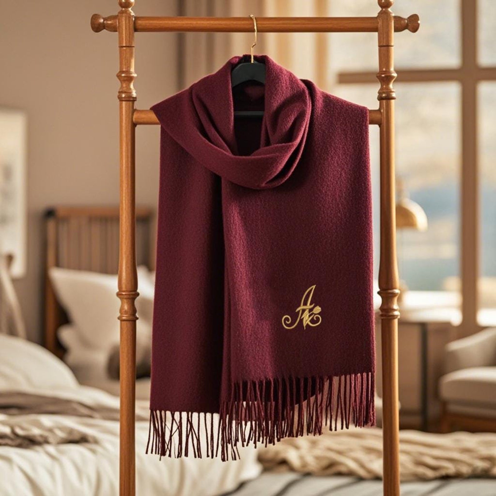 Women Scarf Personalised Custom Name Embroidered Initial Scarf Wedding ...
