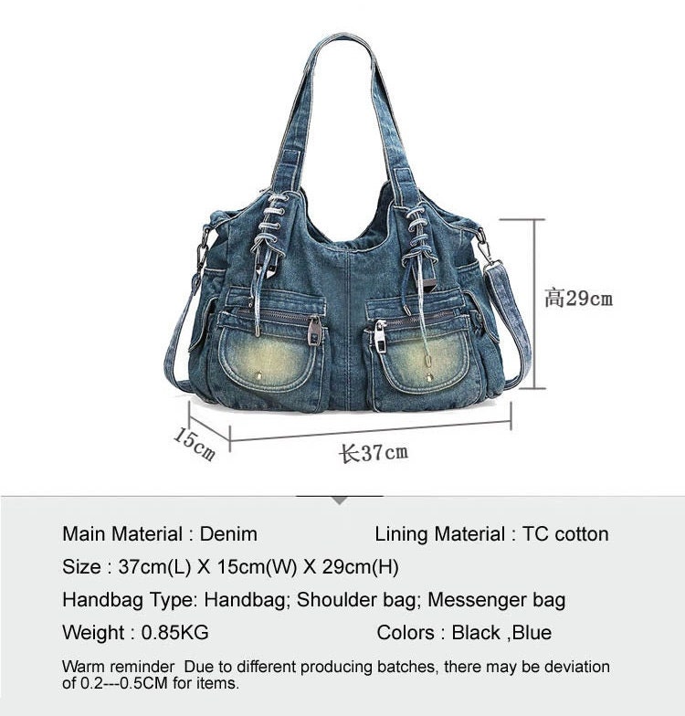 Fashion Women Bag Vintage Casual Denim Handbag Lady Large Capacity ...