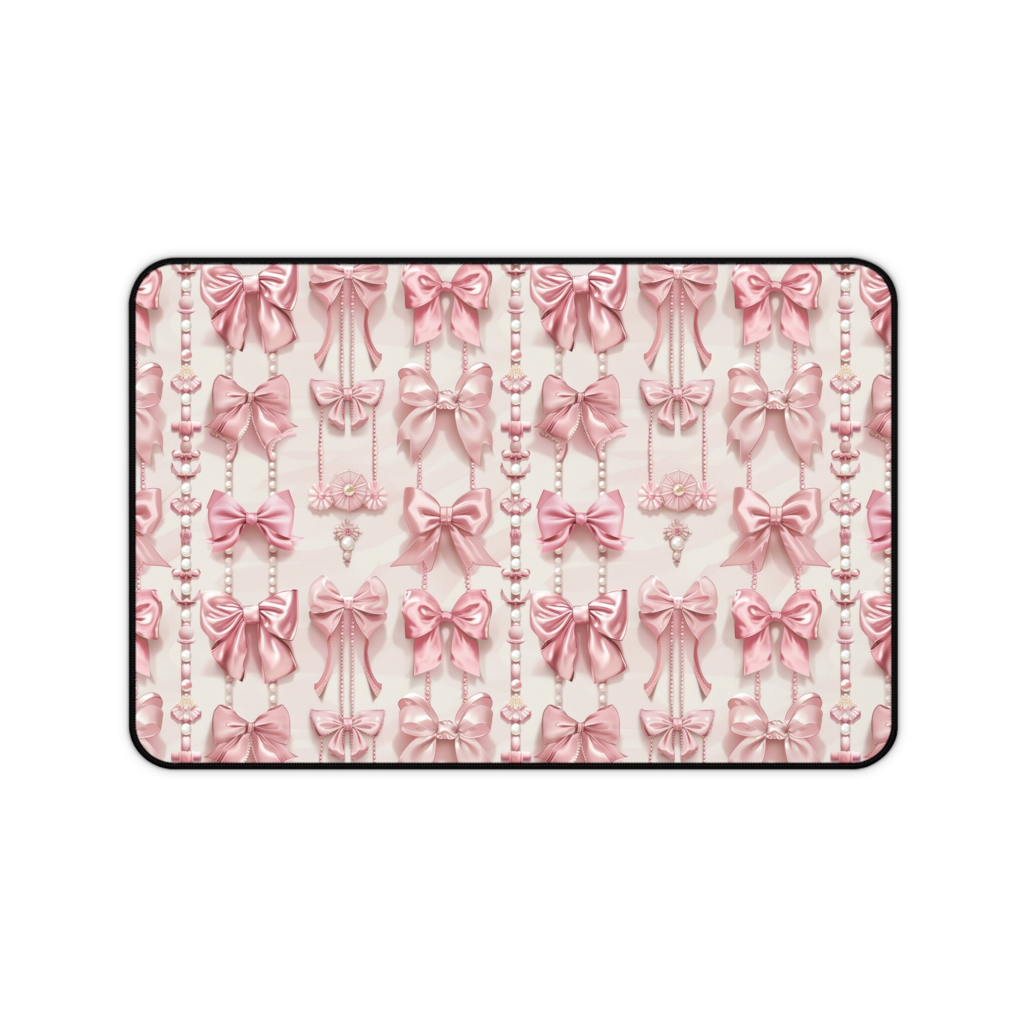 Coquette Charm Pink Bow Desk Mat Elegant Aesthetic Mouse Pad With Anti ...