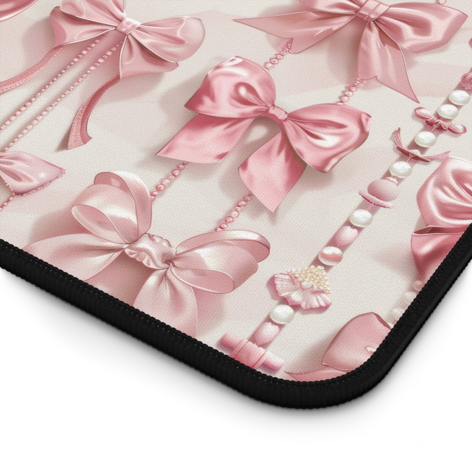 Coquette Charm Pink Bow Desk Mat Elegant Aesthetic Mouse Pad With Anti ...