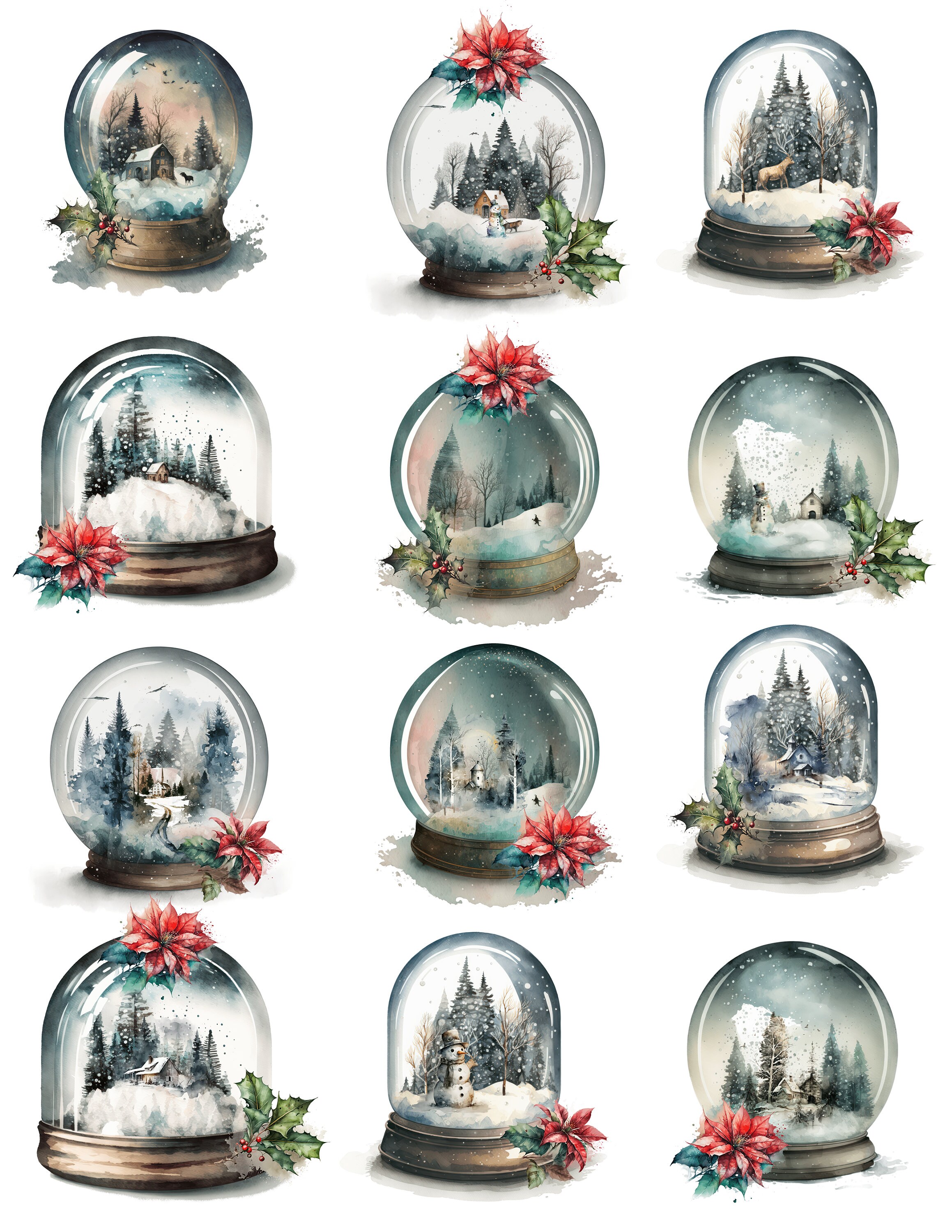 Snow Globes With Winter Scenes - Etsy