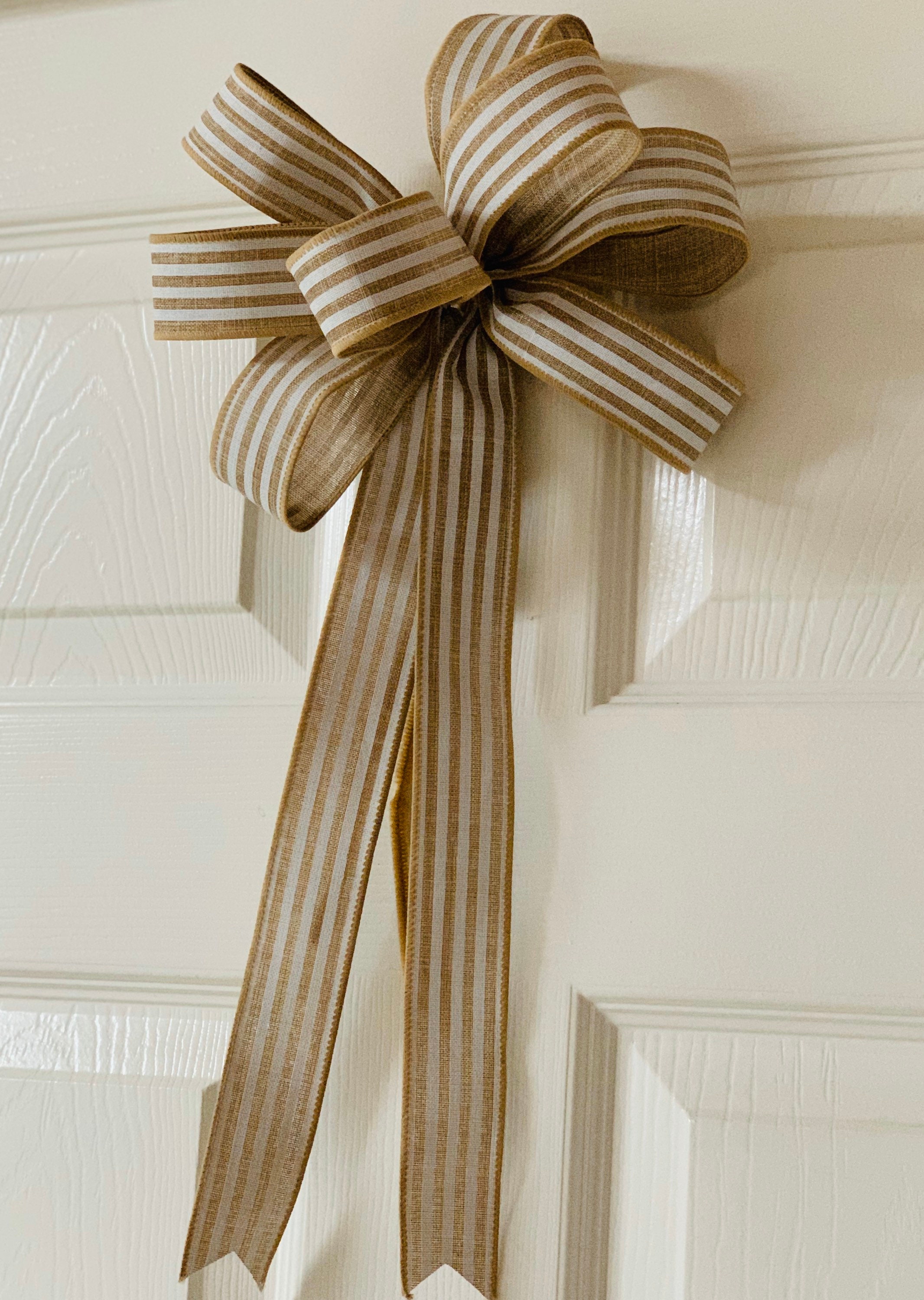 Burlap Wreath Bow Rustic Bow Farmhouse Decor Cabana Stripe | Etsy