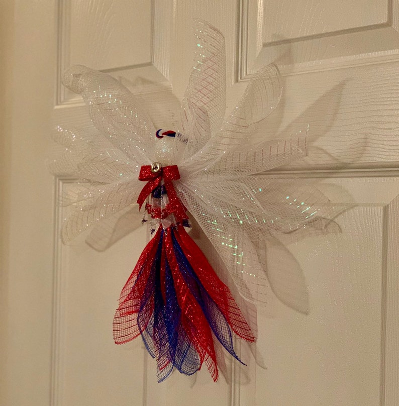 Deco Mesh Patriotic Angel Tree Topper Ornament Memorial Day | Etsy