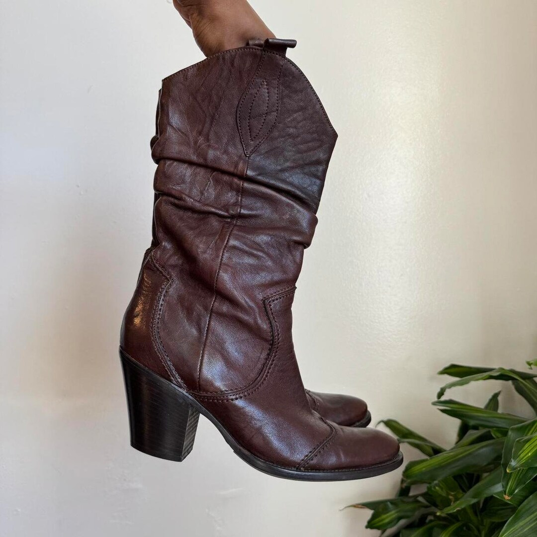 Vintage Sheriff Leather Upper Distressed Cowboy Boots - Etsy