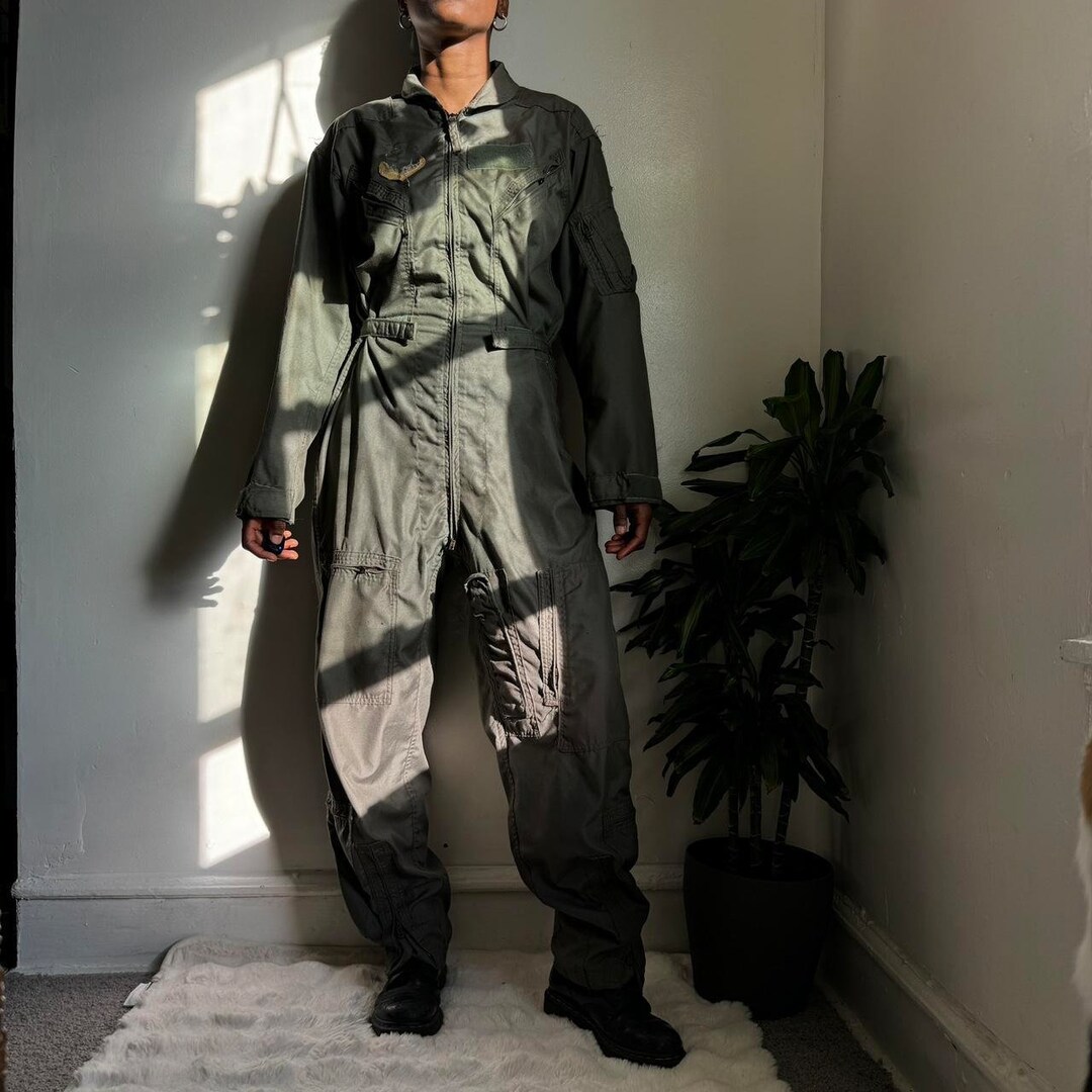 Vintage Flight Suit Cargo Military Jumpsuit in Olive Green - Etsy