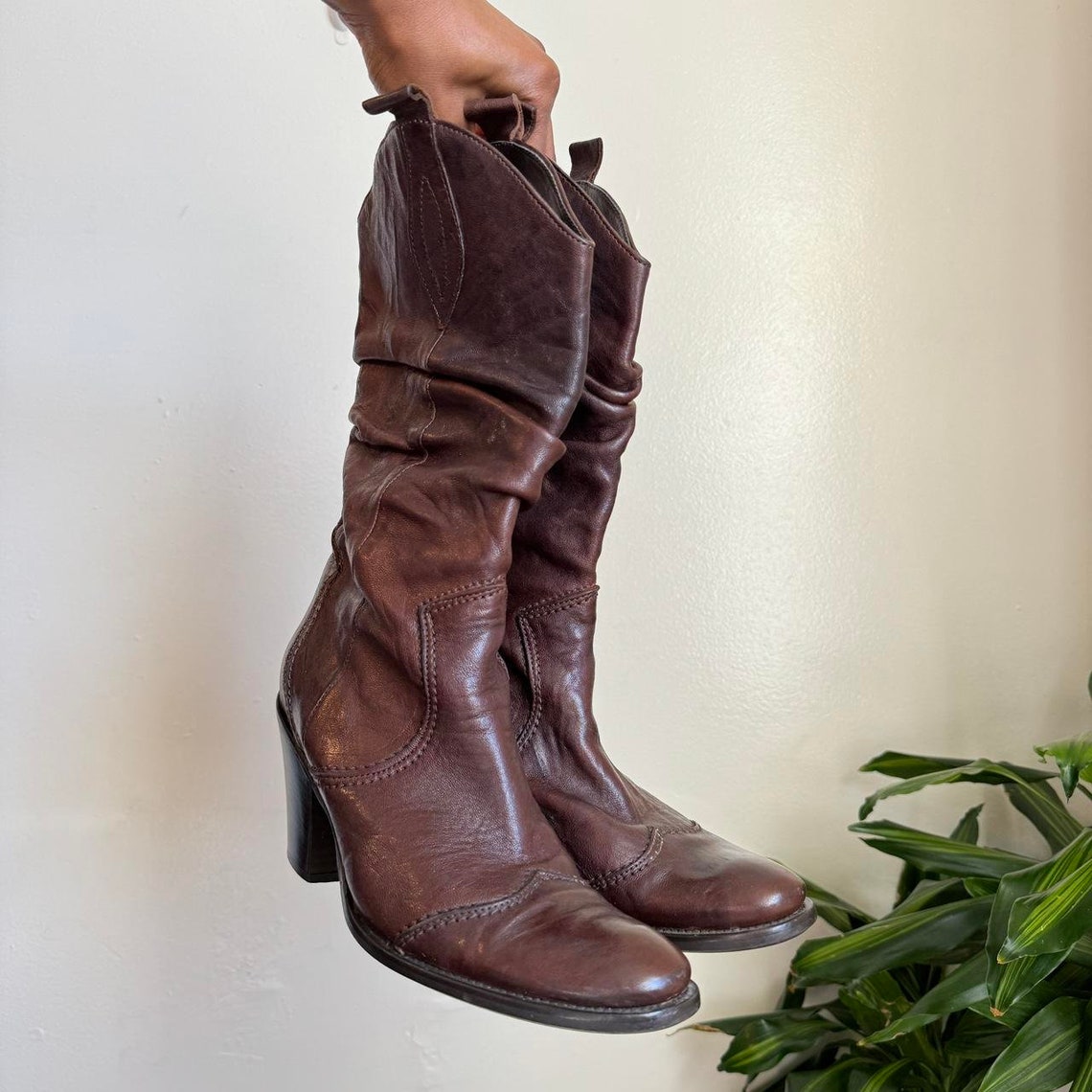 Vintage Sheriff Leather Upper Distressed Cowboy Boots - Etsy