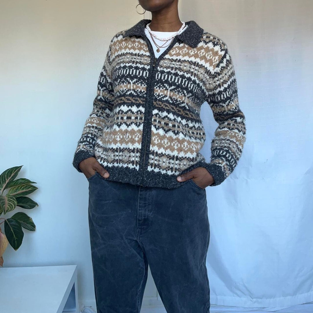Vintage Cottage Core Zip up Solid Cardigan Sweater - Etsy
