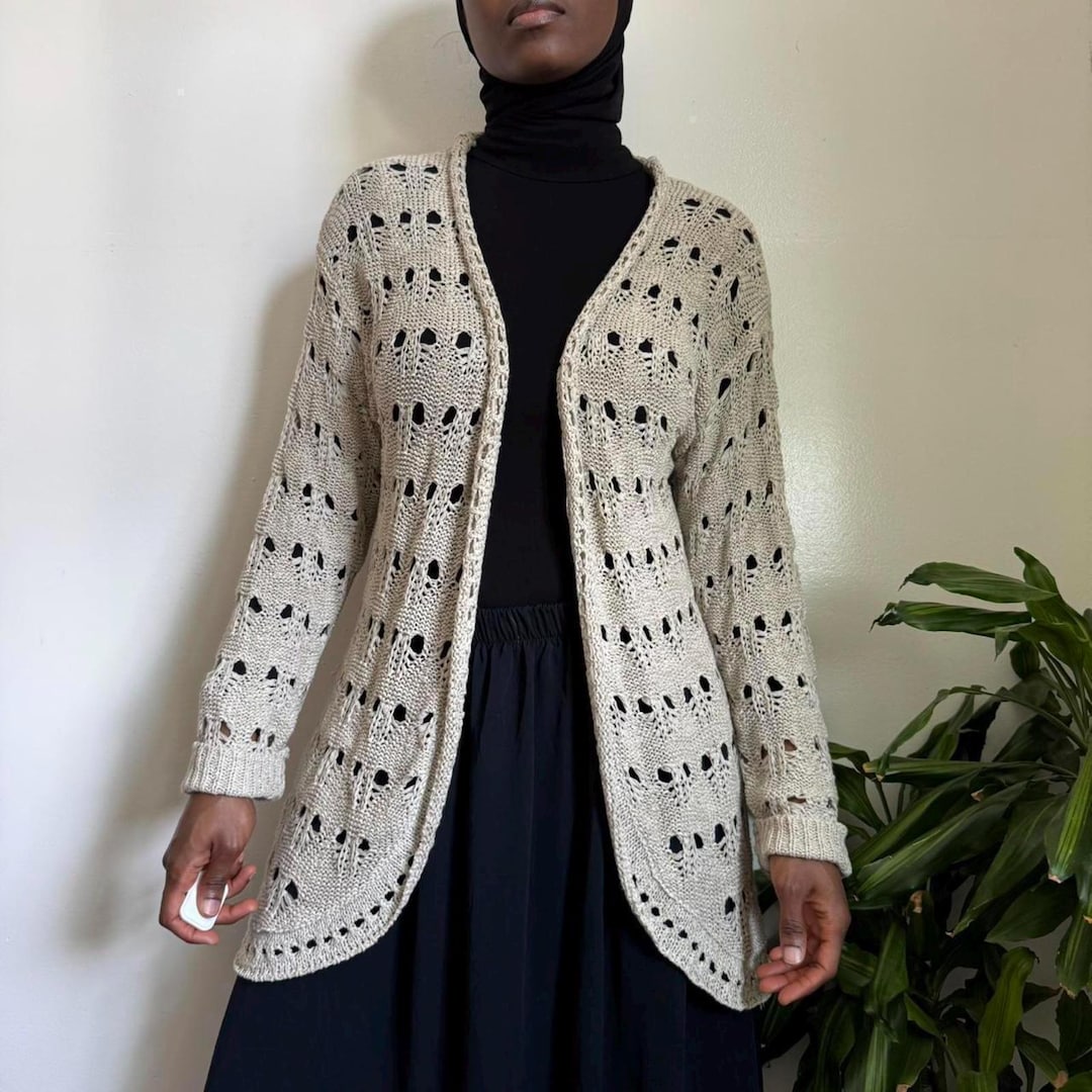 Vintage Debbie Morgan Pointelle Knit Cardigan Size L - Etsy