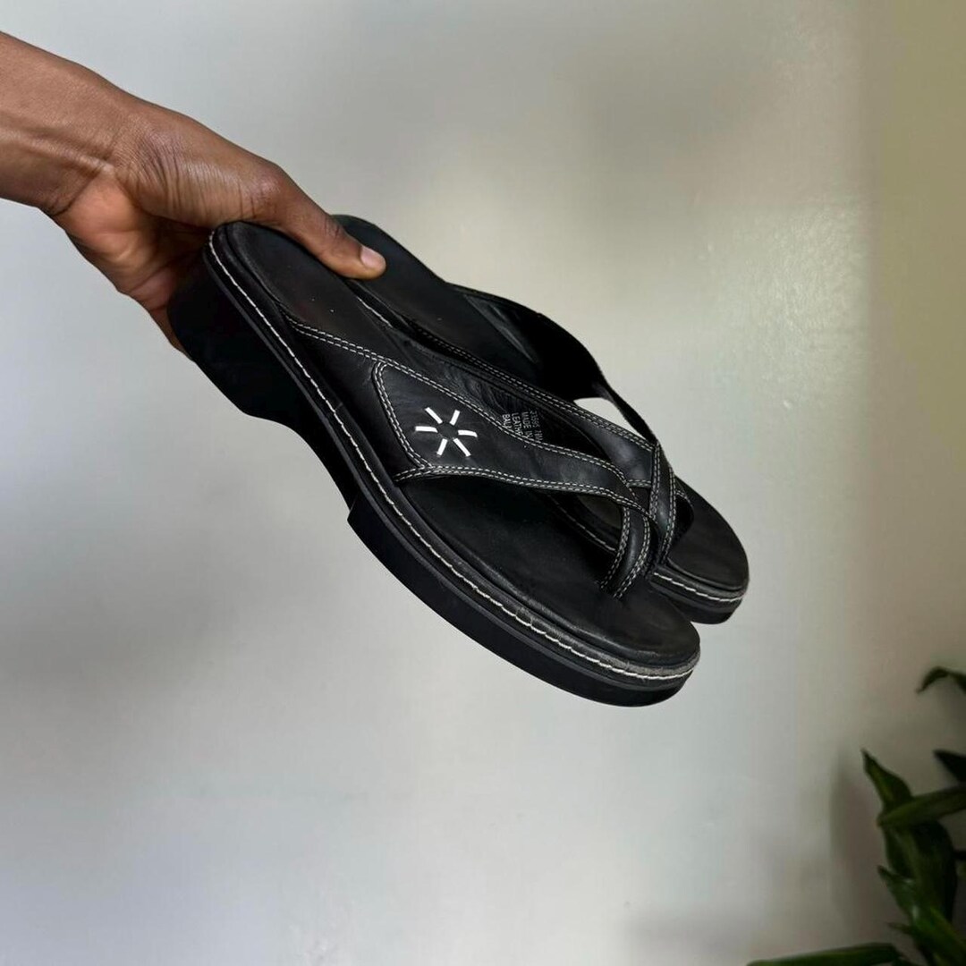 Vintage Black Chunky Sole Sandals - Etsy
