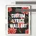 Custom Lyric Print, Personalized Song Lyrics Poster, Music Quote Wall ...