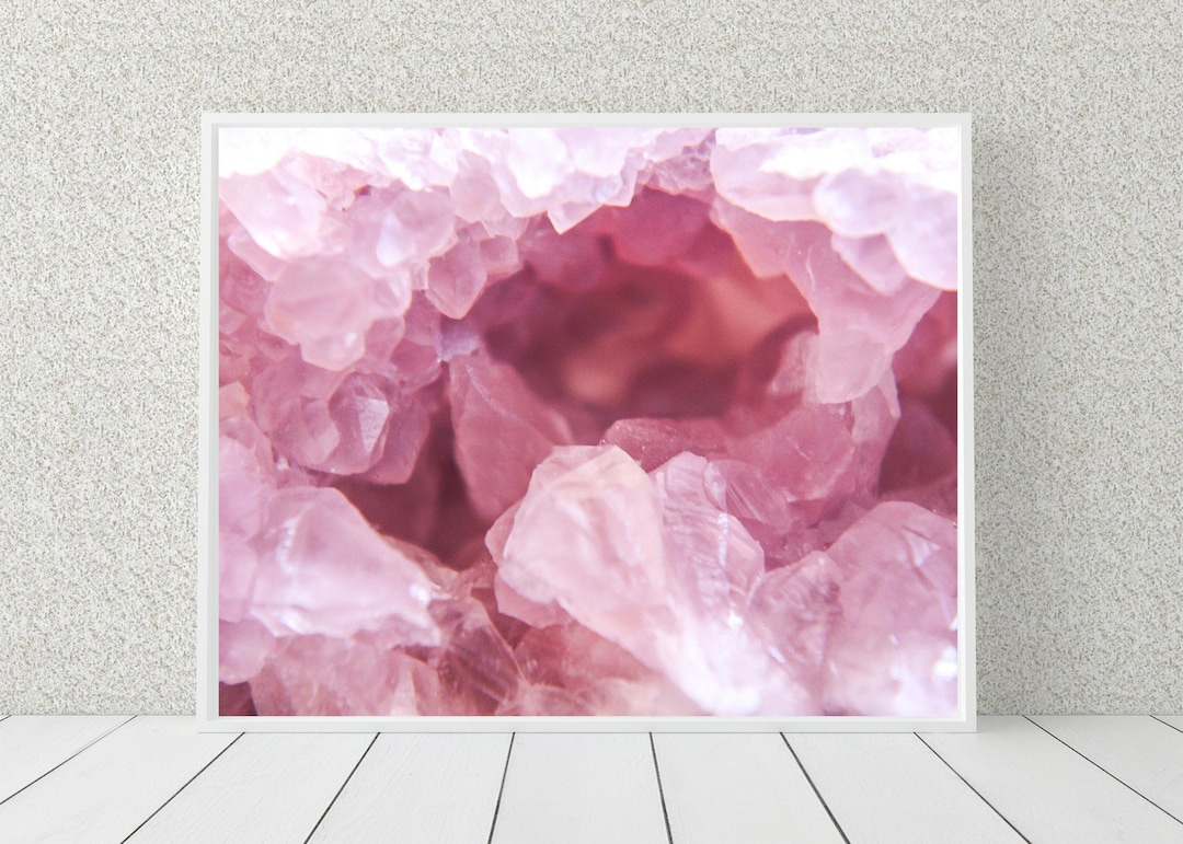 Rose Quartz Photo | Pink Crystal Print | Blush Geode Art |mineral ...