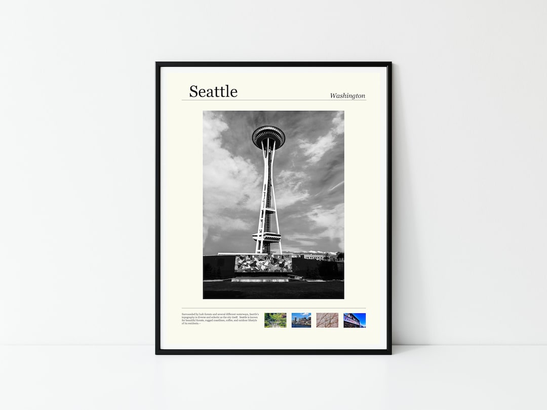 Seattle Poster, Space Needle Poster, PNW Travel Poster, Washington ...