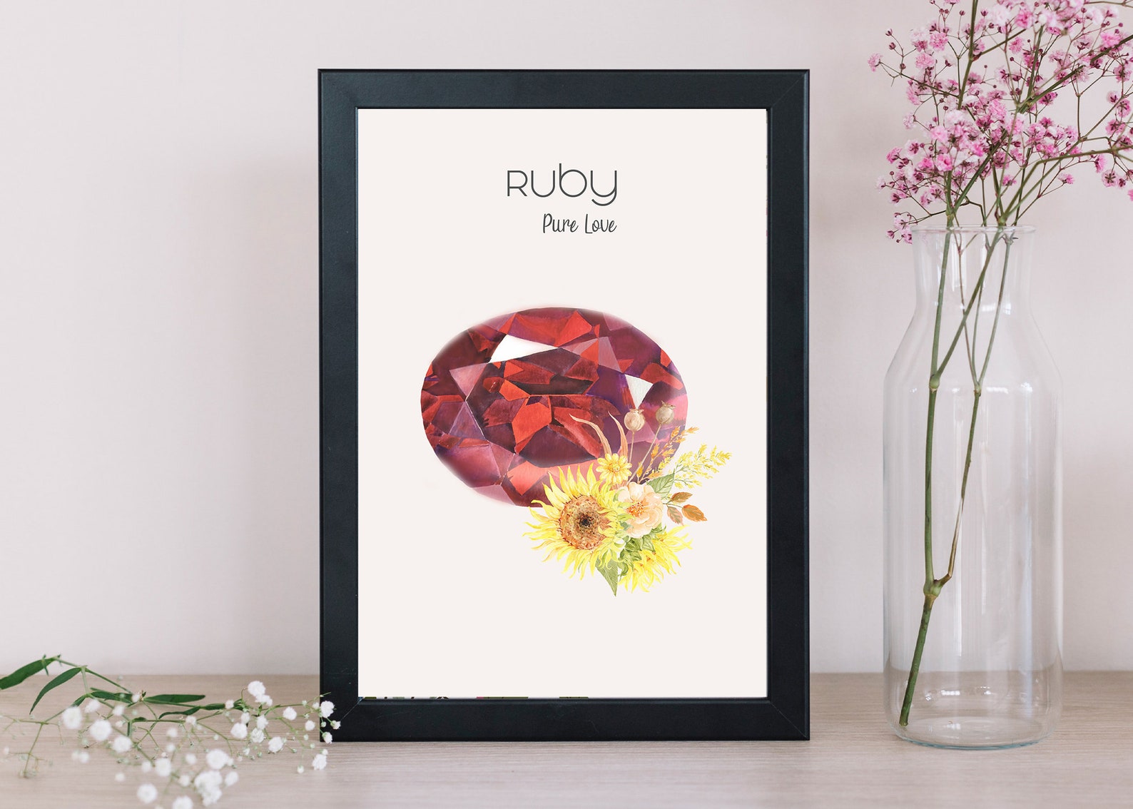 Ruby Birthstone Art Print July Gemstone Print Crystal | Etsy