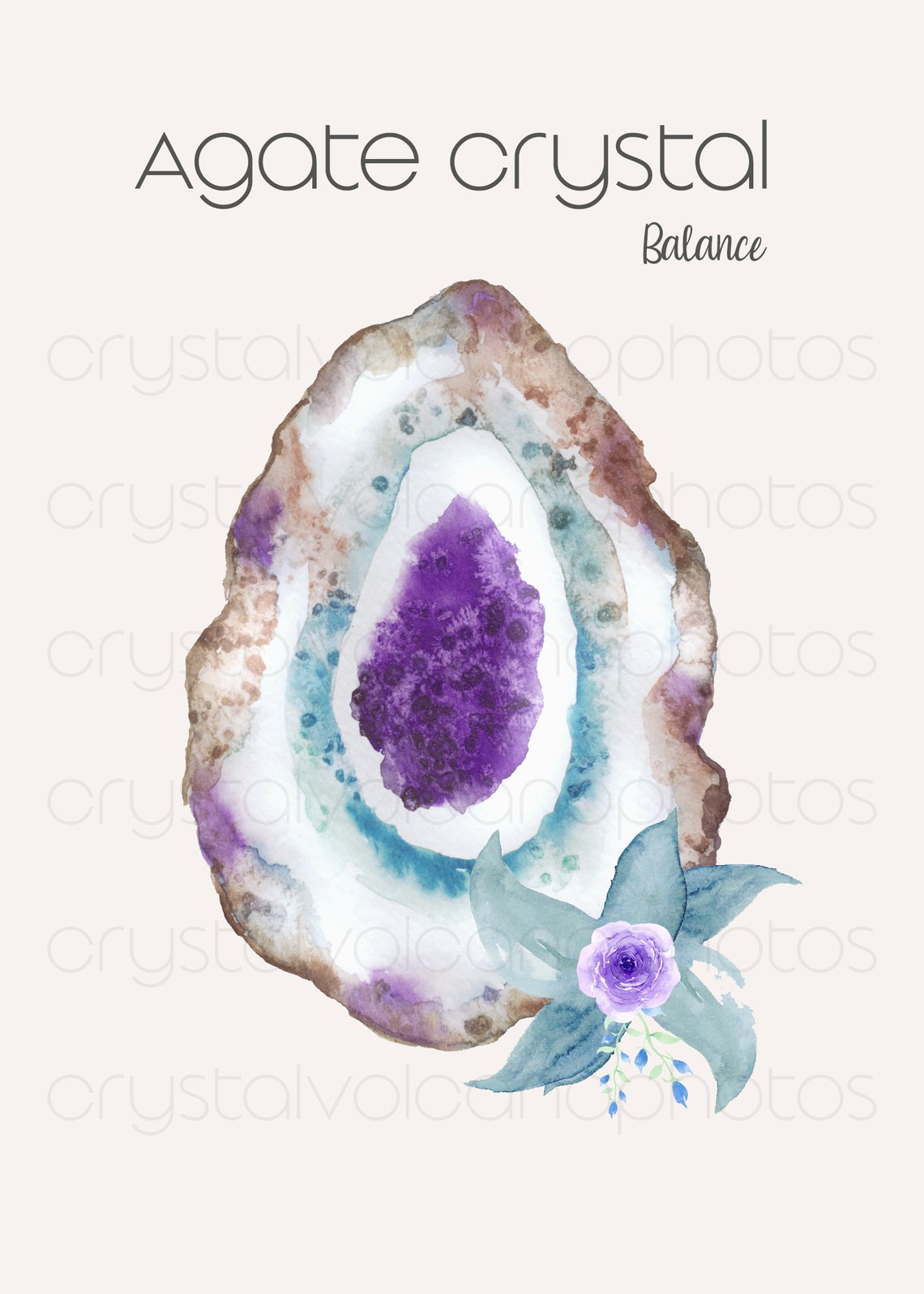 Crystal Agate Art Print Geode Slice Art Agate Water Color - Etsy
