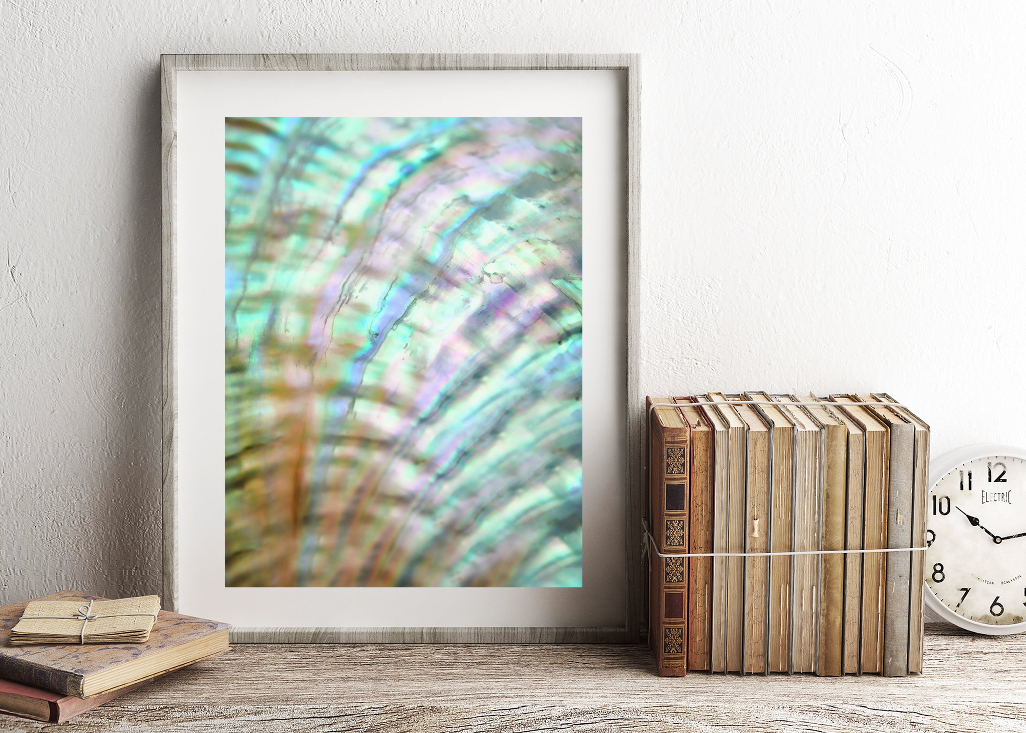 Green Abalone Art Iridescent Seashell Print Abstract Beach - Etsy
