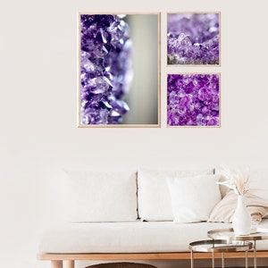 Amethyst Wall Gallery Photographs, Set of Three Amethyst Prints ...