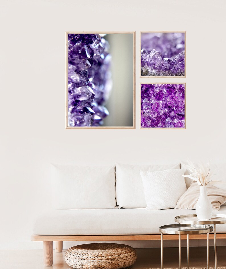 Amethyst Wall Gallery Photographs Set of Three Amethyst - Etsy