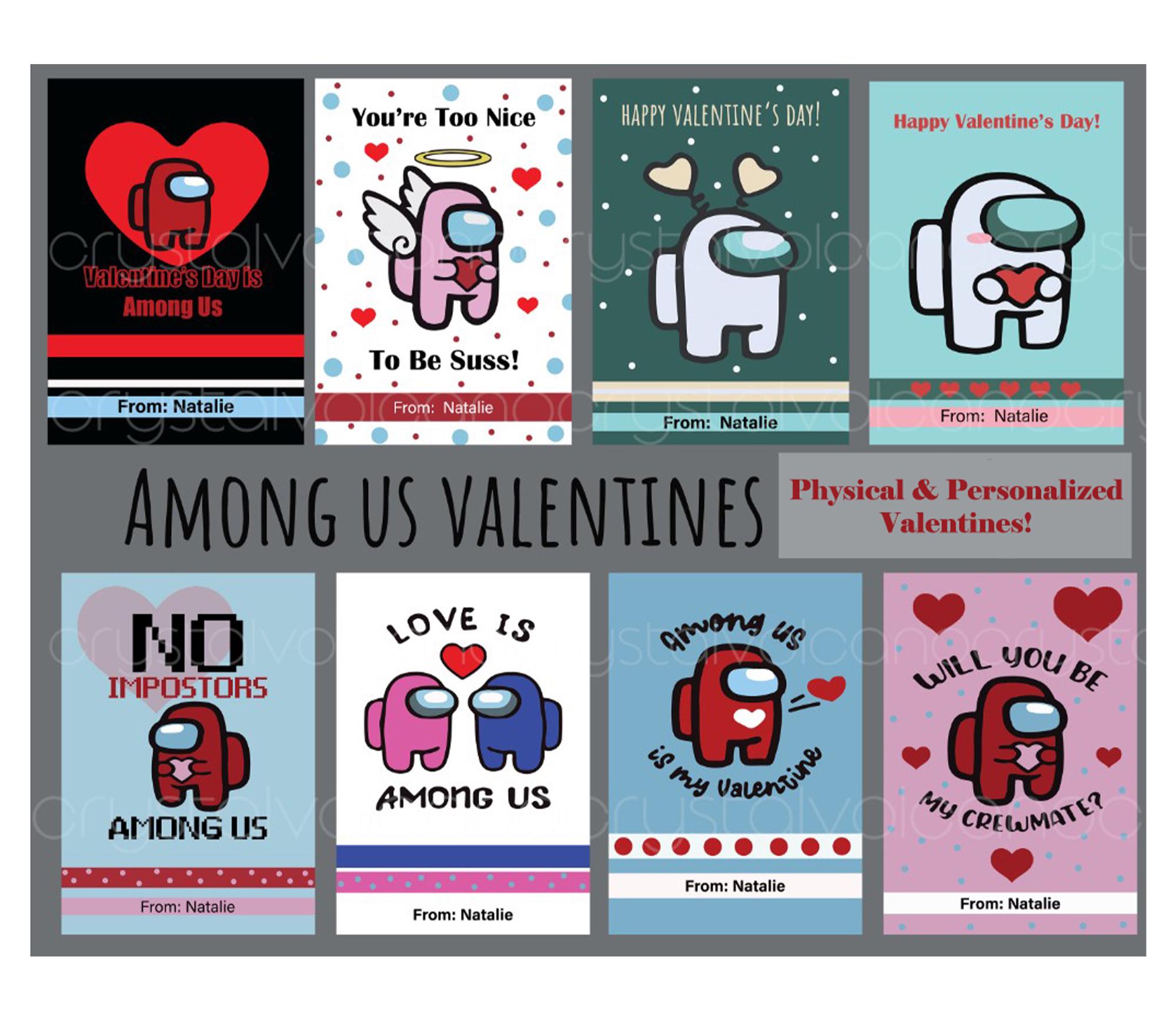 Among Us Valentines, Personalized Valentines, Valentines for Kids ...
