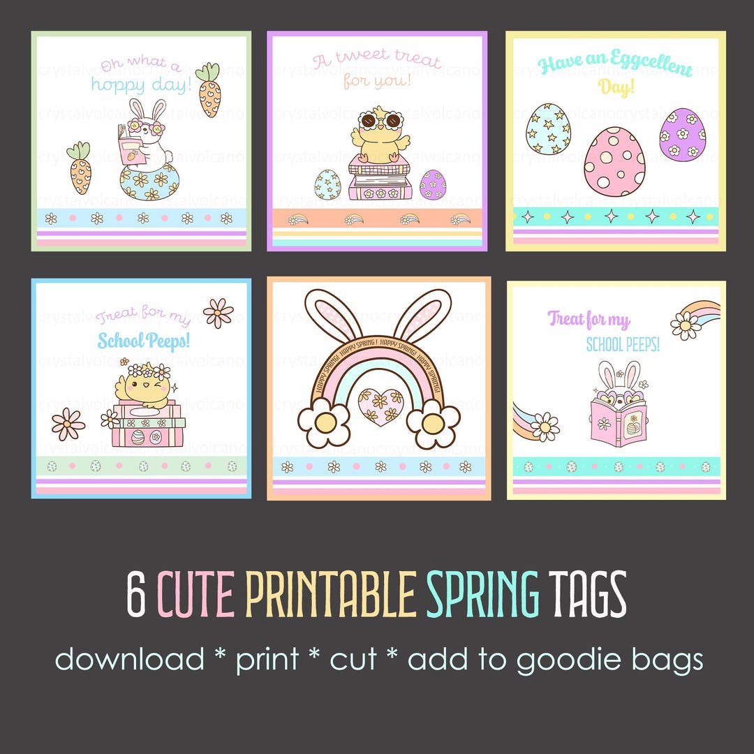 Printable Easter Goodie Bag Tags, Spring Gift Tags, Instant Download ...