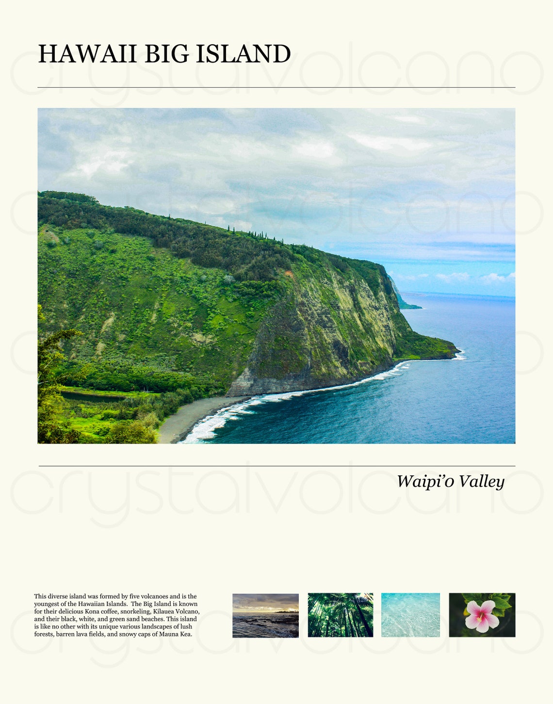 Big Island Poster Waipio Valley Poster Hawaii Travel Poster - Etsy