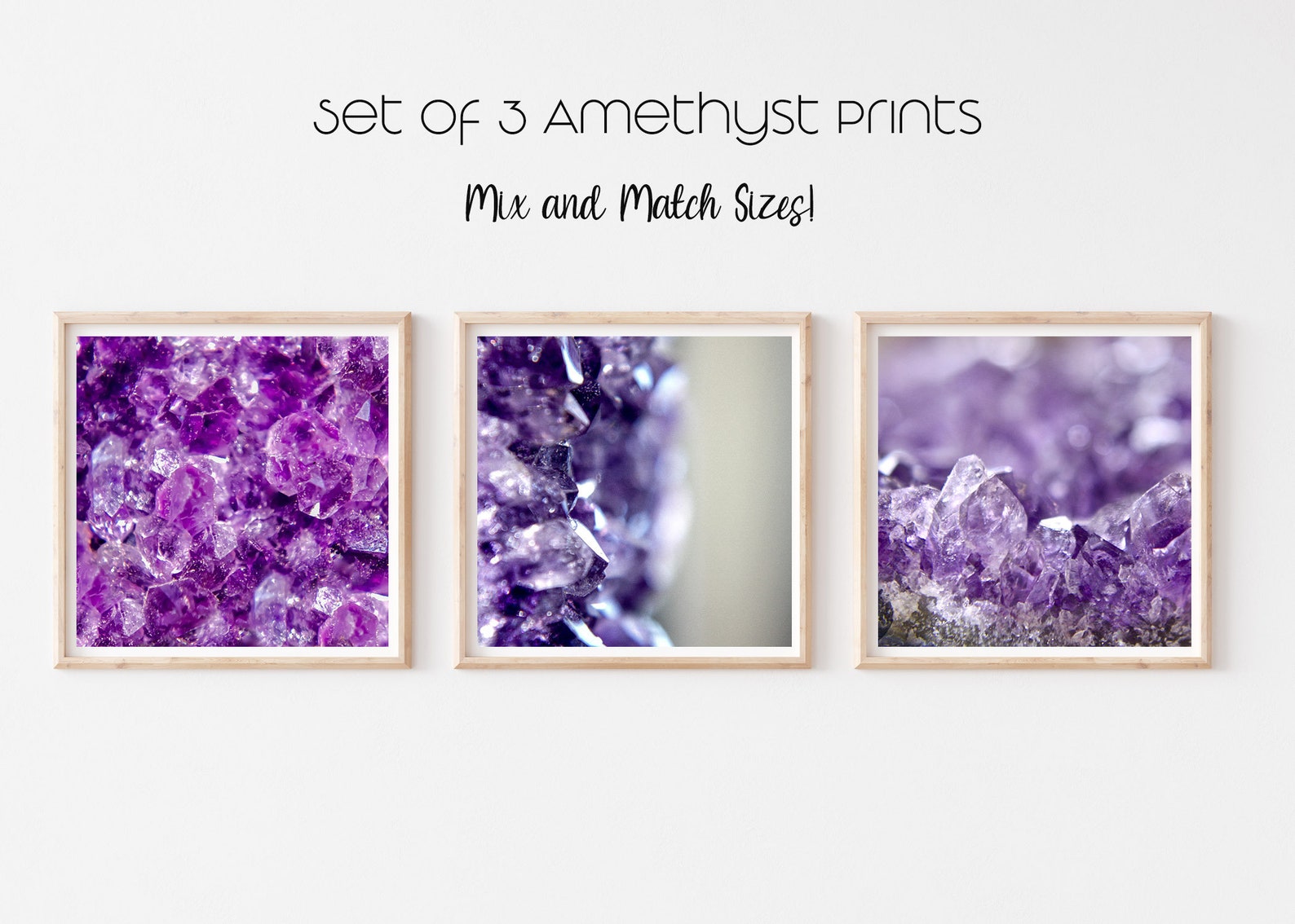 Amethyst Wall Gallery Photographs Set of Three Amethyst | Etsy