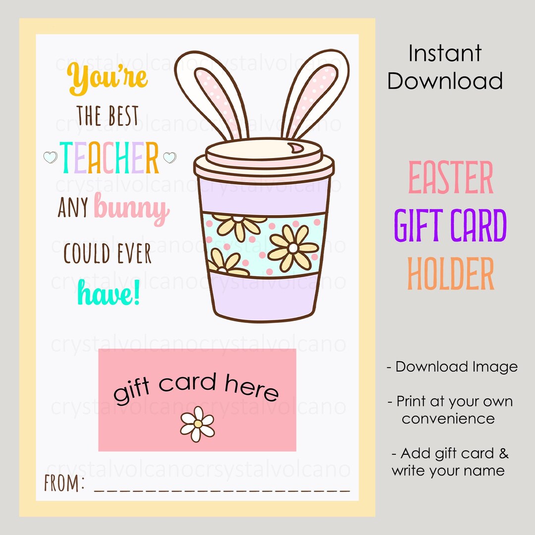 Printable Easter Gift Card Holder, Coffee Gift Card Holder, Instant ...