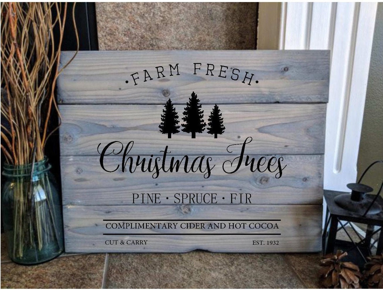 Farm Fresh Christmas Tree Wall Sign/vinyl Decal Sticker - Etsy