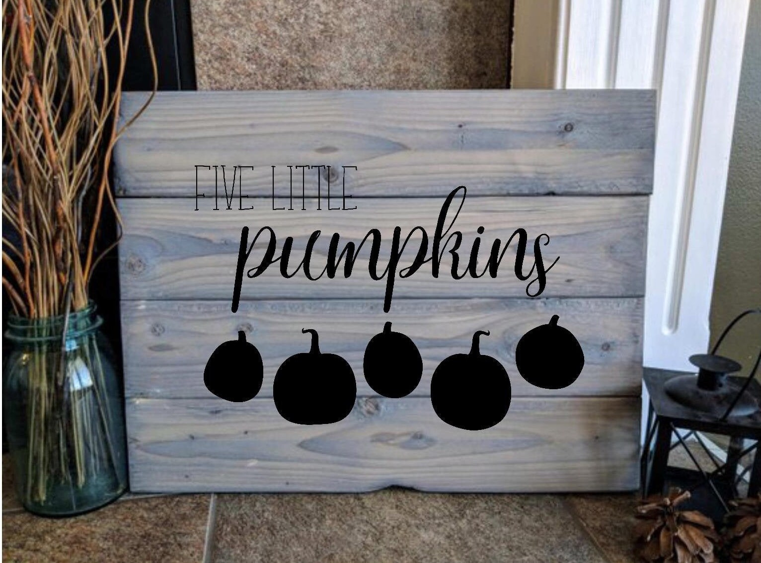 Five Little Pumpkins Wall Sign Decal Sticker - Etsy