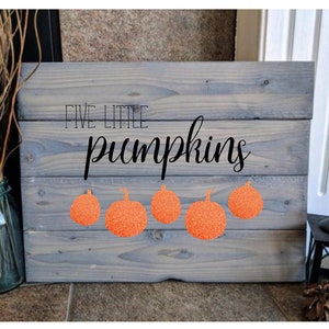 Five Little Pumpkins Wall Sign Decal Sticker - Etsy