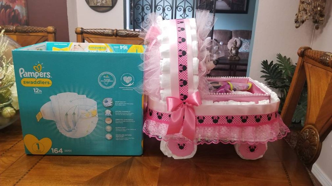 Diaper Cake Mickey Mouse Animated Baby Gift Diaper Cake | Etsy