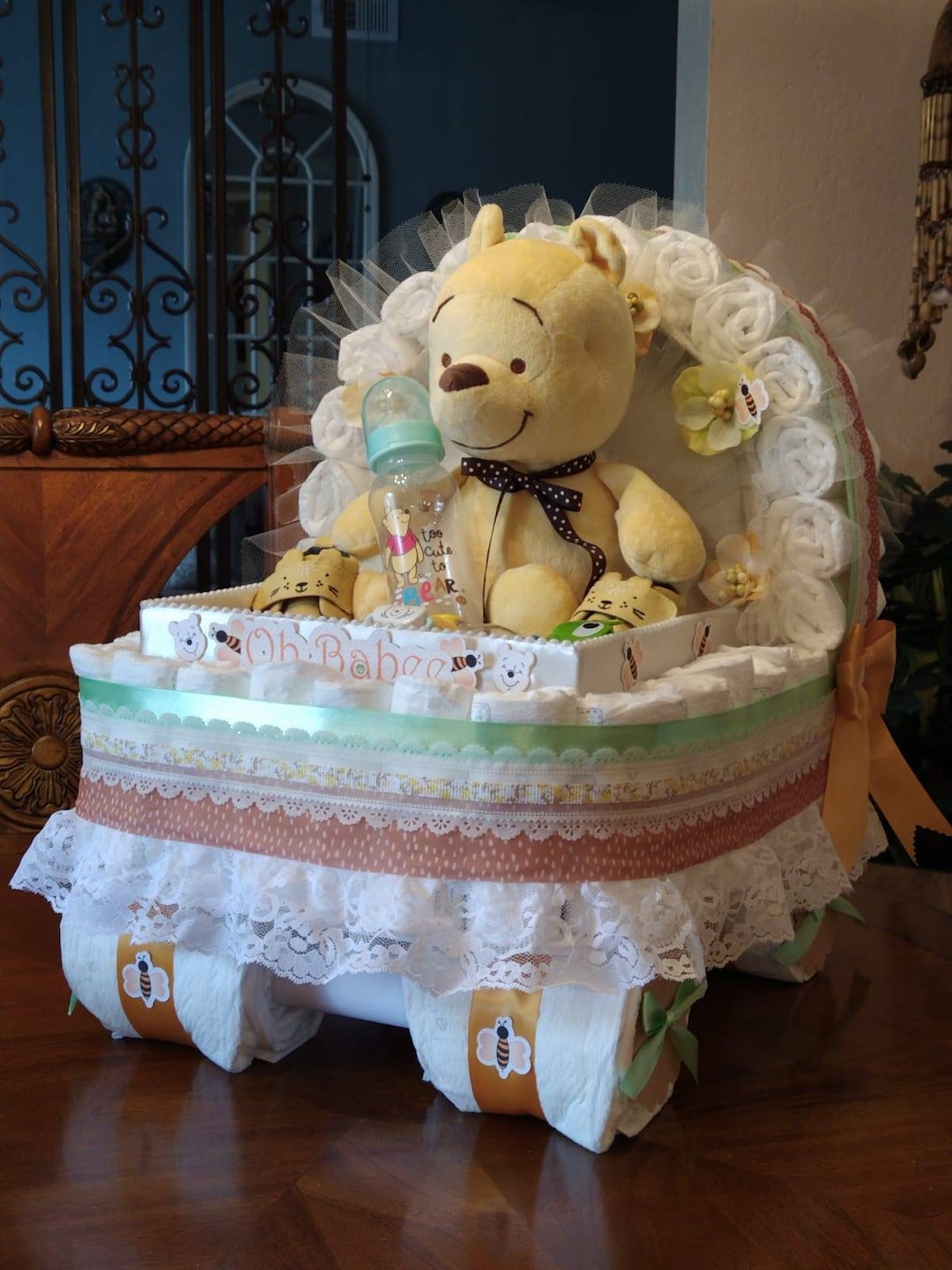 Winnie the Pooh Luxery Diaper Cake, Baby Shower Gift, Stroller ...