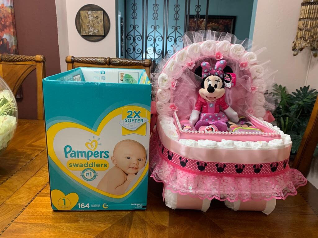 Diaper Cake, Minnie Mouse Animated, Baby Gift Diaper Cake, Carriage ...