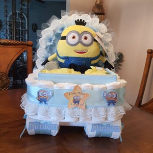 Diaper Cake, Minion, Baby Gift Diaper Cake, Carriage Bassinet Stroller ...
