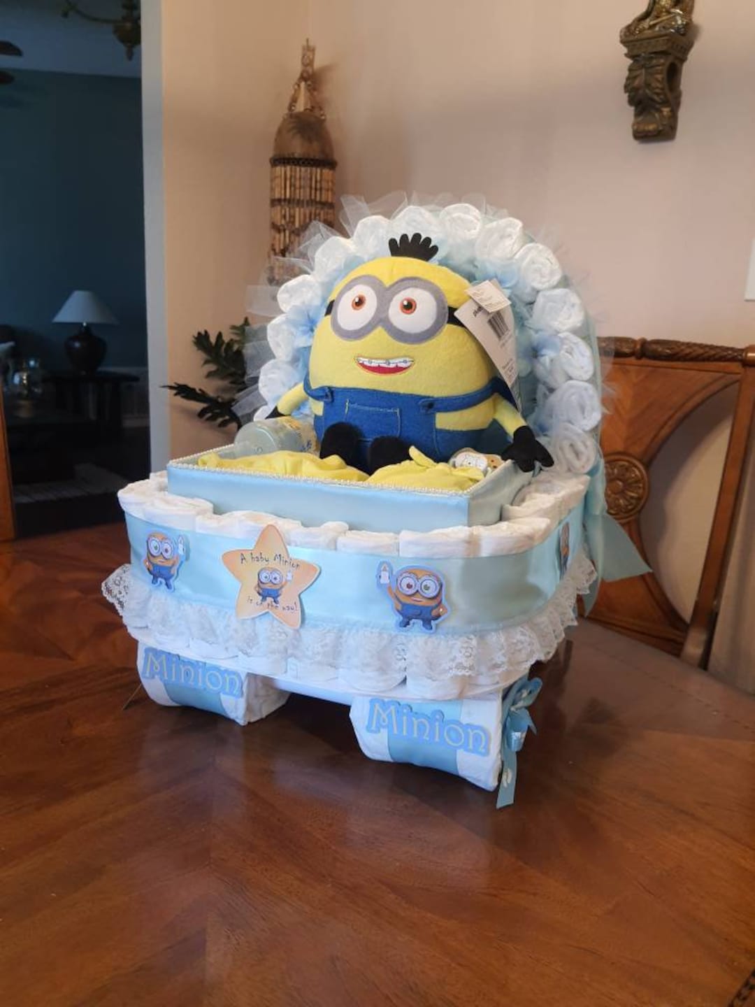 Diaper Cake, Minion, Baby Gift Diaper Cake, Carriage Bassinet Stroller ...