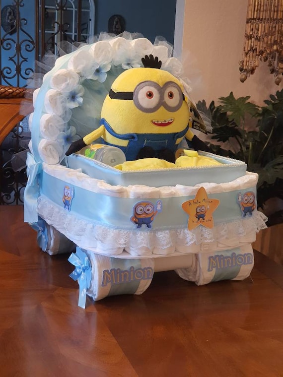 Diaper Cake Minion Baby Gift Diaper Cake Carriage Bassinet - Etsy