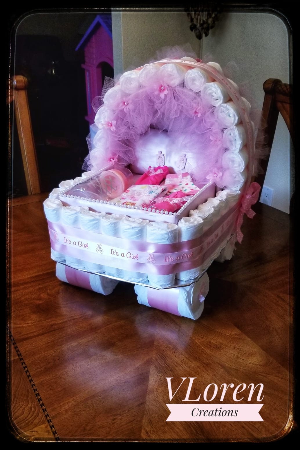 Diaper Cake, Baby Gift Diaper Cake, Blue Carriage Bassinet Stroller ...