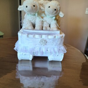 Baby Shower Gift, Twins, Lamb Diaper Cake, Sheep Theme, Stroller ...