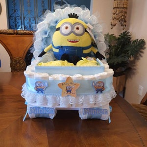 Diaper Cake, Minion, Baby Gift Diaper Cake, Carriage Bassinet Stroller ...