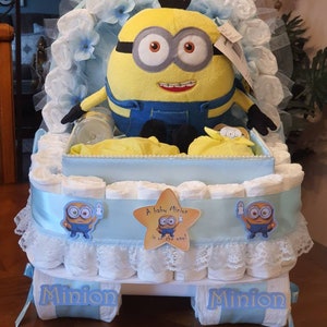 Diaper Cake, Minion, Baby Gift Diaper Cake, Carriage Bassinet Stroller ...