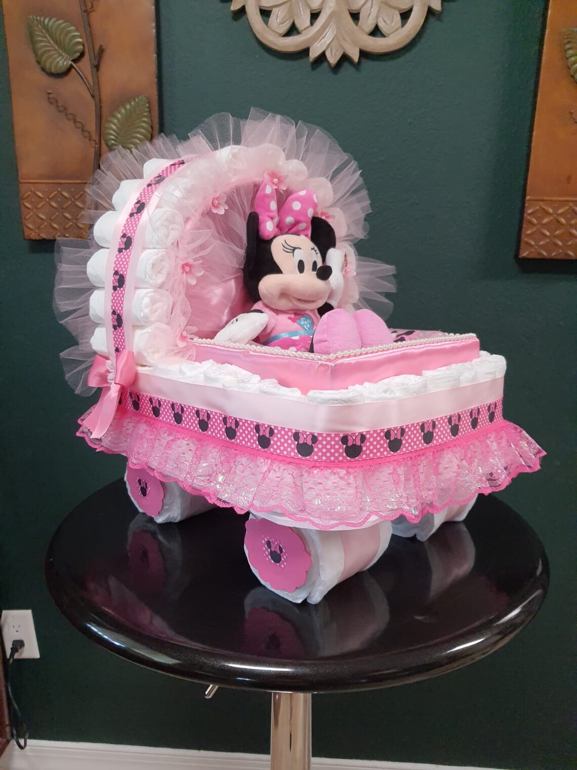 Diaper Cake Minnie Mouse Animated Baby Gift Diaper Cake | Etsy