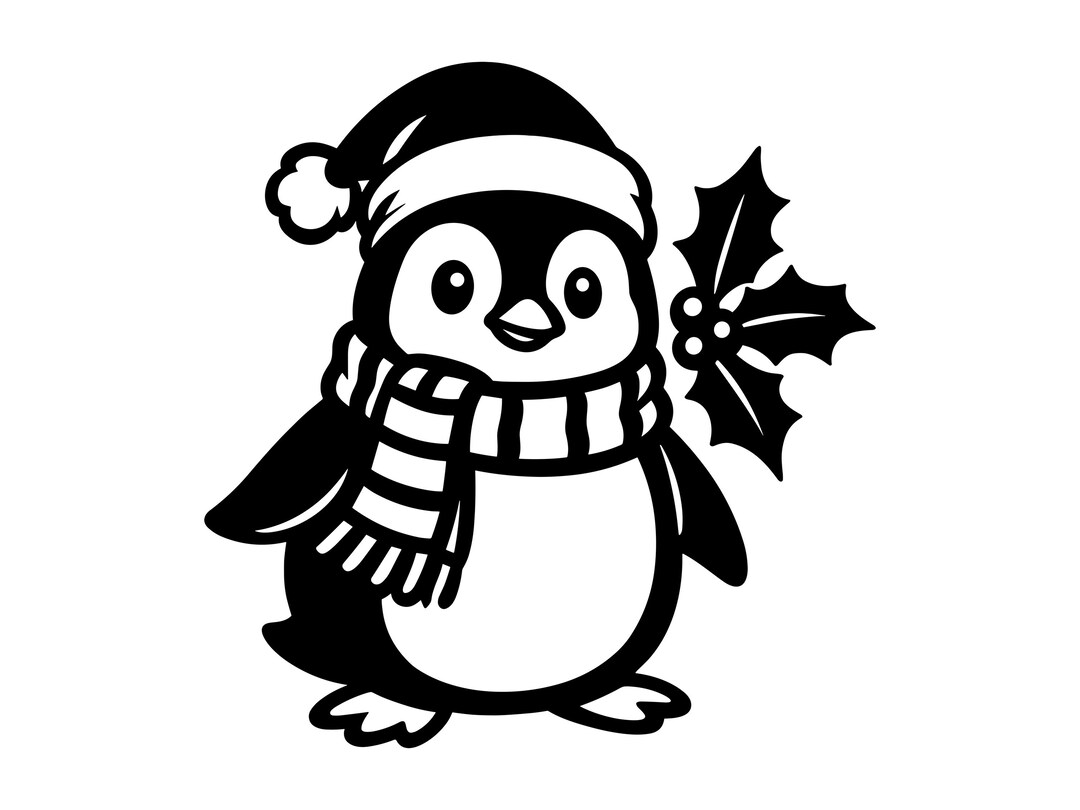 Christmas Penguin SVG - Holiday Penguin Winter Animal Cute Christmas ...